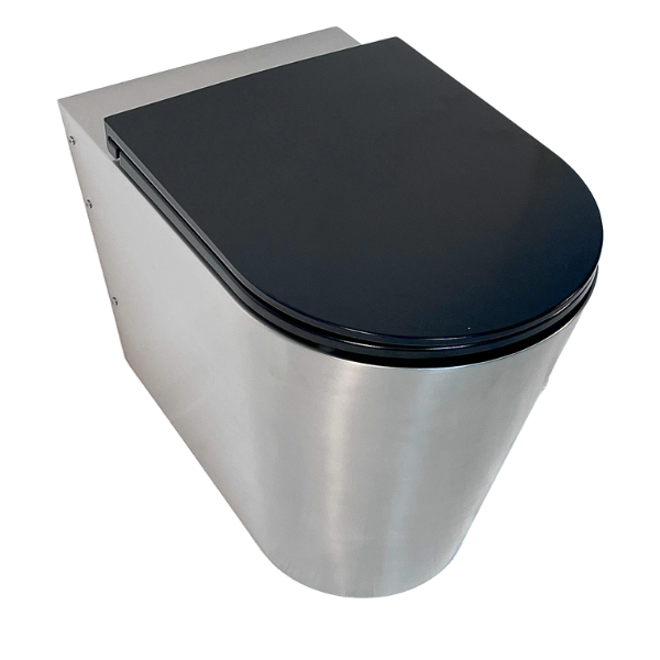 Shrouded Stainless Steel Toilet with seat and cover- Back to Wall ...