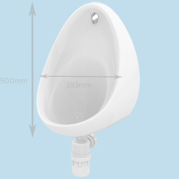 3 Urinal Set - Coronus 500: Exposed Trap, Concealed Flushpipes & Cistern