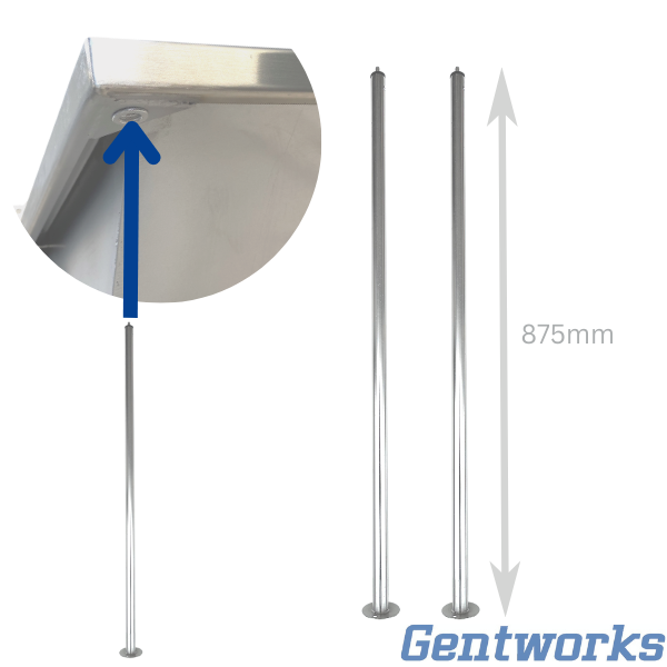 Stainless steel front support leg for current Gentworks Wash troughs