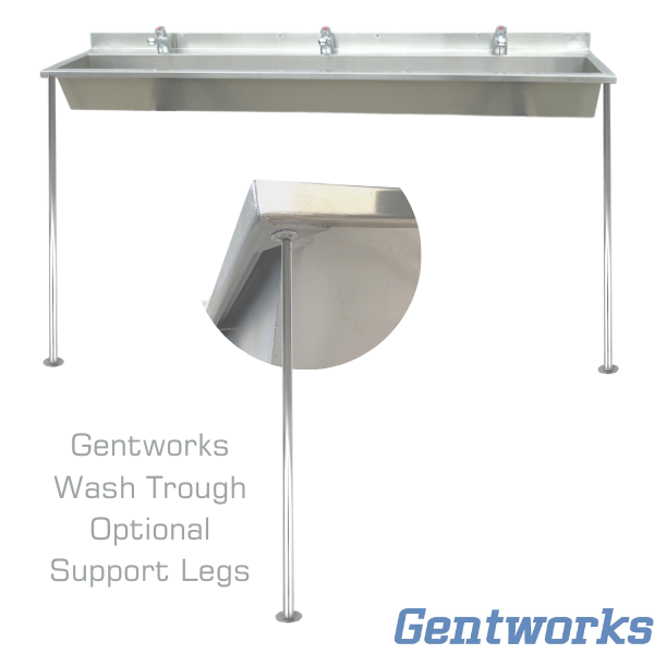 Stainless steel front support leg for current Gentworks Wash troughs