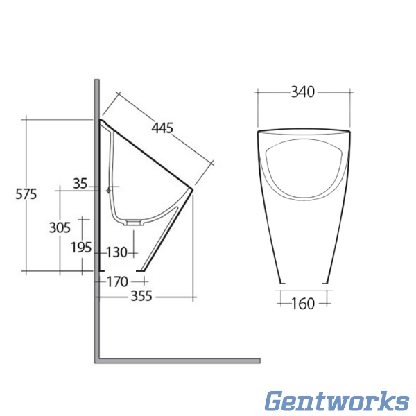 Marfa Ceramic Waterless Urinal