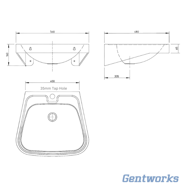 Wall Mounted Basin 540mm